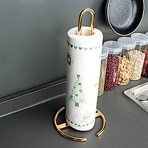 Winmien Magnetic Paper Towel Holder Countertop, Kitchen Standing Paper Towel Roll Holder for Bathroom Kitchen Organization and Storage, Standard or Jumbo-Sized Roll Holder (Gold)