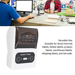 80mm Thermal Receipt Printer with Built in, Portable Thermal Ticket Printer, Printer for Direct Labels with Toothed Blade, Fast Print Speed, No Ink Need (Black White)