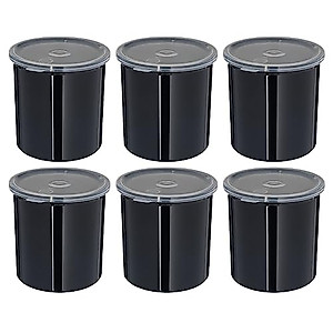 Carlisle FoodService Products Classic Round Storage Container Crock with Lid for Kitchen, Restaurants, Home, Plastic, 2.7 Quarts, Black, (Pack of 6)