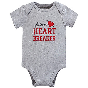 Hudson Baby baby boys Cotton Bodysuits and Toddler T Shirt Set, Valentine Heartbreaker, 0-3 Months US