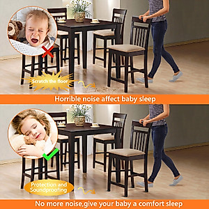 BAIPOK 36Pcs Square Chair Leg Floor Protectors, Silicone Chair Leg Protectors for Hardwood Floors, Felt Furniture Leg Cover Pad for Protecting Floors from Scratches and Noise, Black, Easy to install