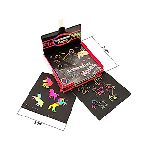 BESTING Rainbow Scratch Mini Art Notes 300 Sheets Scratch Off Paper Cards with 6 Wooden Stylus for Kids Arts Craft Kits for Girls Boys Games Party Favors Birthday Halloween (SP300)