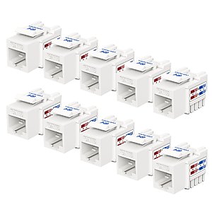 Cable Matters [UL Listed] 10-Pack 10Gbps Cat6 Keystone Jacks, RJ45 Keystone Jack, Ethernet Keystone Jack in White for Patch Panel and Wall Plate