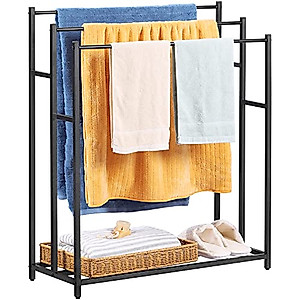 Towel Racks for Bathroom, 3 Tier Freestanding Towel Rack for Bath, Large Pool Towel Rack Outdoor Towels Stand Holder, Black, ALHAKIN