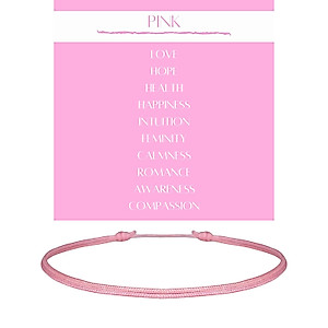 Pink Bracelet for Men Women Adult Unisex - Pink Ribbon Awareness Jewelry Fundraising for a Cause - Adjustable Waterproof String - Nylon cord Surfer Bracelet - Pulsera Rosada Rosa