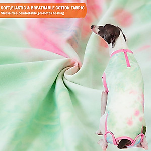 Wabdhally Dog Surgery Recovery Suit,Surgical Suit for Medium Female Spay,Soft Combed Cotton,Tie Dye Pink Zipper Onesie M