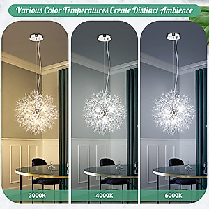 VerRon Modern Crystal Chandeliers Firework, Semi Flush Mount Ceiling Light Fixture, 8-Light Chrome Dandelion Chandelier, Pendant Light for Hallway, G9 Socket