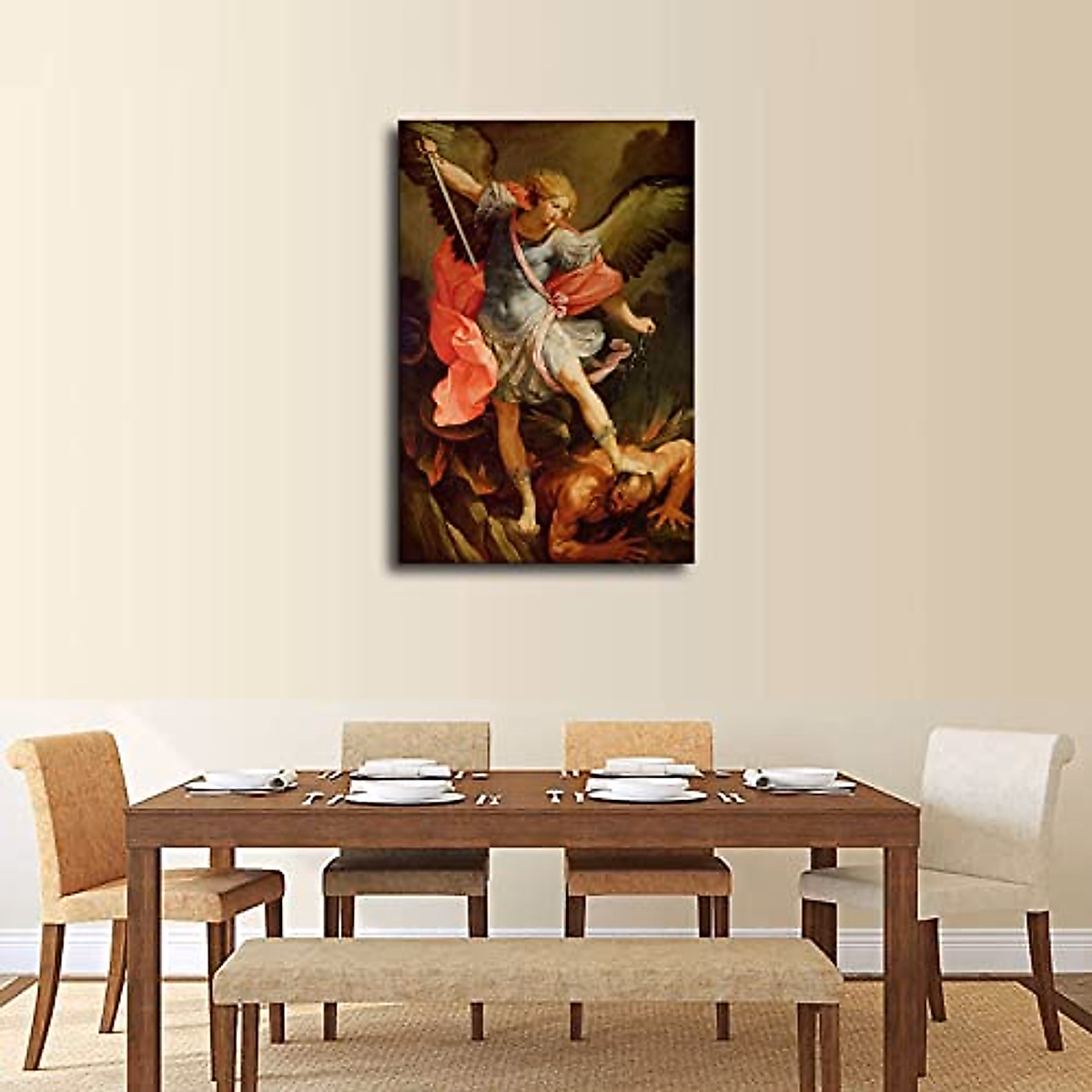 Archangel Michael St Michael Defeated Satan Poster Judaism Christian Catholic Islam Orthodox Easter Bible Canvas Picture HD Print Modern Home Bedroom Bathroom Church Temple Decor Wall Art (12×18inch-No Framed)