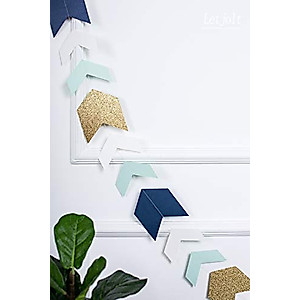 Arrow Garland Decorations Nautical Party Supplies Navy Mint Glitter Gold Tribal Garland for Independence Day Decor Navy Birthday Day Tribal Boy Birthday Party Office Nursery Classroom Decorations 33pcs