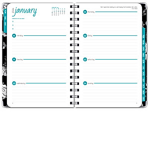 HARDCOVER 2024 Planner: (November 2023 Through December 2024) 5.5"x8" Daily Weekly Monthly Planner Yearly Agenda. Bookmark, Pocket Folder and Sticky Note Set (Monochrome Floral)