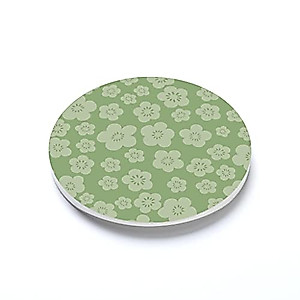 Floral Pistachio Green 2.75 x 2.75 Ceramic Car Coasters Pack of 2