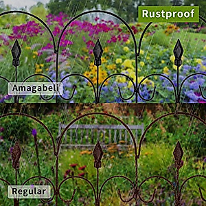 AMAGABELI GARDEN & HOME Decorative Garden Fence Fencing 32in x 10ft 5 Panels Outdoor Coated Metal Rustproof Landscape Wrought Iron Wire Border Folding Wire Flower Bed Barrier Black