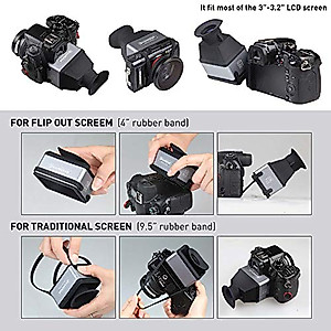 Kamerar CVF-1 Collapsible LCD Viewfinder 3X Magnifier for 3.0" and 3.2" DSRL Camera LCD Screen for Canon, Nikon, Pentax, Sony DSLR, Camera Screen Sunshade Hood