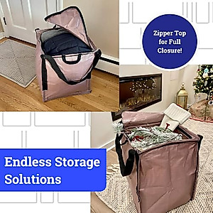 DURASACK Heavy Duty Storage Tote Bag with Zipper Top 22-Gallon Rugged Woven Polypropylene Moving Bag, Reusable Self-Standing Design, Holds up to 500 Pounds, Single, Mauve