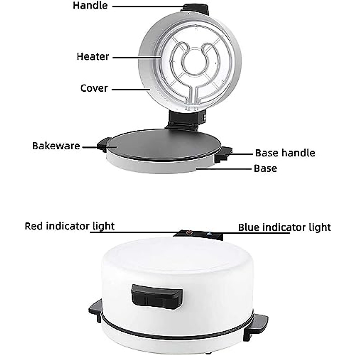 Boiler Pizza Maker,Electric Double-Sided Nonstick Oven With Power Ready Indicator Lights,Perfect for Pizzas,Pancake,Nachos,Fajitas,Omelettes,Best Kitchen Appliance