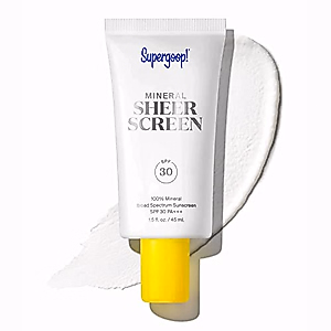 Supergoop! Mineral Sheerscreen SPF 30 PA+++, 1.5 fl oz - Pack of 2 - 100% Mineral, Broad Spectrum Face Sunscreen + Primer + Helps Filter Blue Light - Satin Finish - For All Skin Types