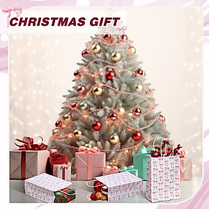 Kolldenn 16 Pcs Coquette Pink Bow Paper Gift Bags Women Birthday Christmas Party Favor Bags with Handles Goodie Candy Bags for Pink Bridal Engagement Party Supplies 8.3 x 5.9 x 3.1 In(Small Pink Bow)
