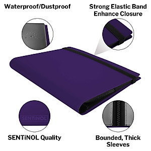 Sentinol Small Card Collection Binder - 4 Pocket Trading Card Binder with Sleeves Hold 160 Cards in Heavyweight Sleeves, Card Album for Baseball Card, Hockey Cards, Mini Photos (Purple, 1 Pack)