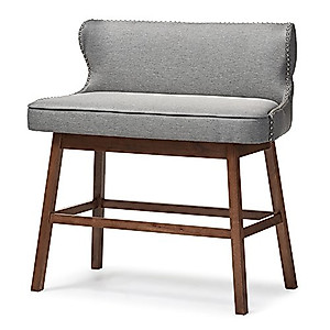 Baxton Studio Gradisca Modern and Contemporary Grey Fabric Button-tufted Upholstered Bar Bench Banquette