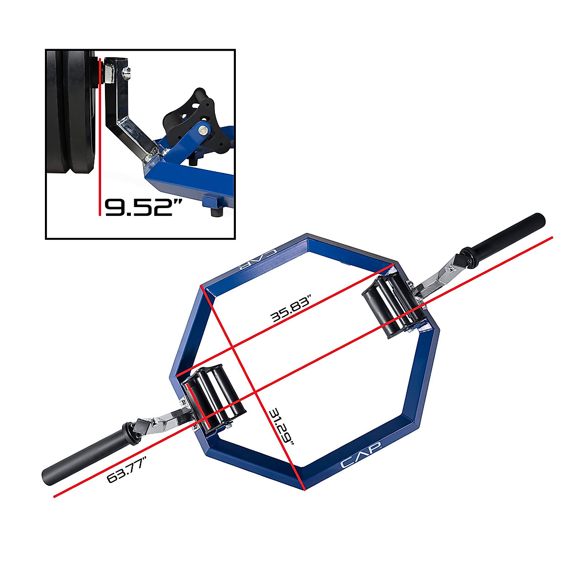 CAP Barbell Olympic Super Trap Bar, Hex Bar, Shrug Bar, Deadlift Bar, Multiple Colors, Blue