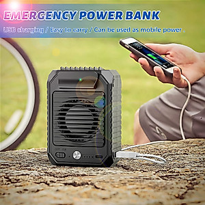 Goldenbbjoy Portable Waist Clip Fan Neck Fan, 10000mAh Battery Powered Belt Fan, Body Fan with 3-Speed, Strong Airflow for Jobsite Farm Fishing Gardening, Black…