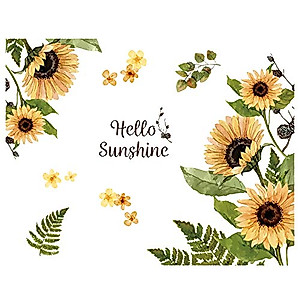 NOA Sunflower Wall Stickers 3D Yellow Flower Wall Decals, Removable Garden Flowers Plant Wallpaper Decor, DIY Art Murals for Bedroom Nursery Kitchen Home Decorations(B)