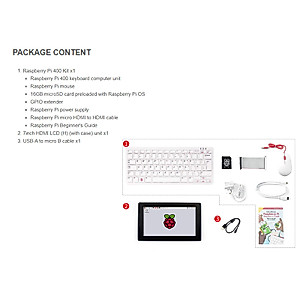 Waveshare Pi400 Kit Compatible with Raspberry Pi Bundle with 7inch HDMI Touch Display 1024×600 Pixels HDMI Port Up to 5-Point Capacitive Touch Support (9 Items)