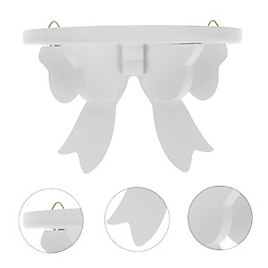 Amosfun Bedroom Shelf Decor Wooden Wall Storage Shelf Floating Shelves for Living Room Bowknot Floating Shelf White