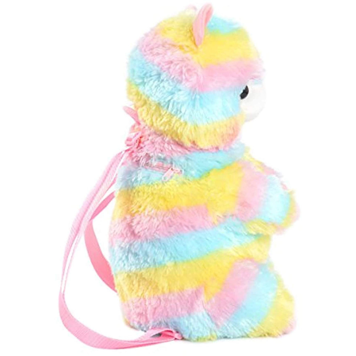 TOLLION Plush Stuffed Animal Backpack Bunny Backpack With Adjustable Gift For Women Girl (Rainbow Alpaca)