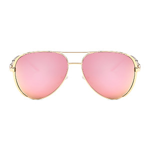 FEISEDY Retro Polarized Pilot Sunglasses for Women 70s Vintage Trendy Shades B4147