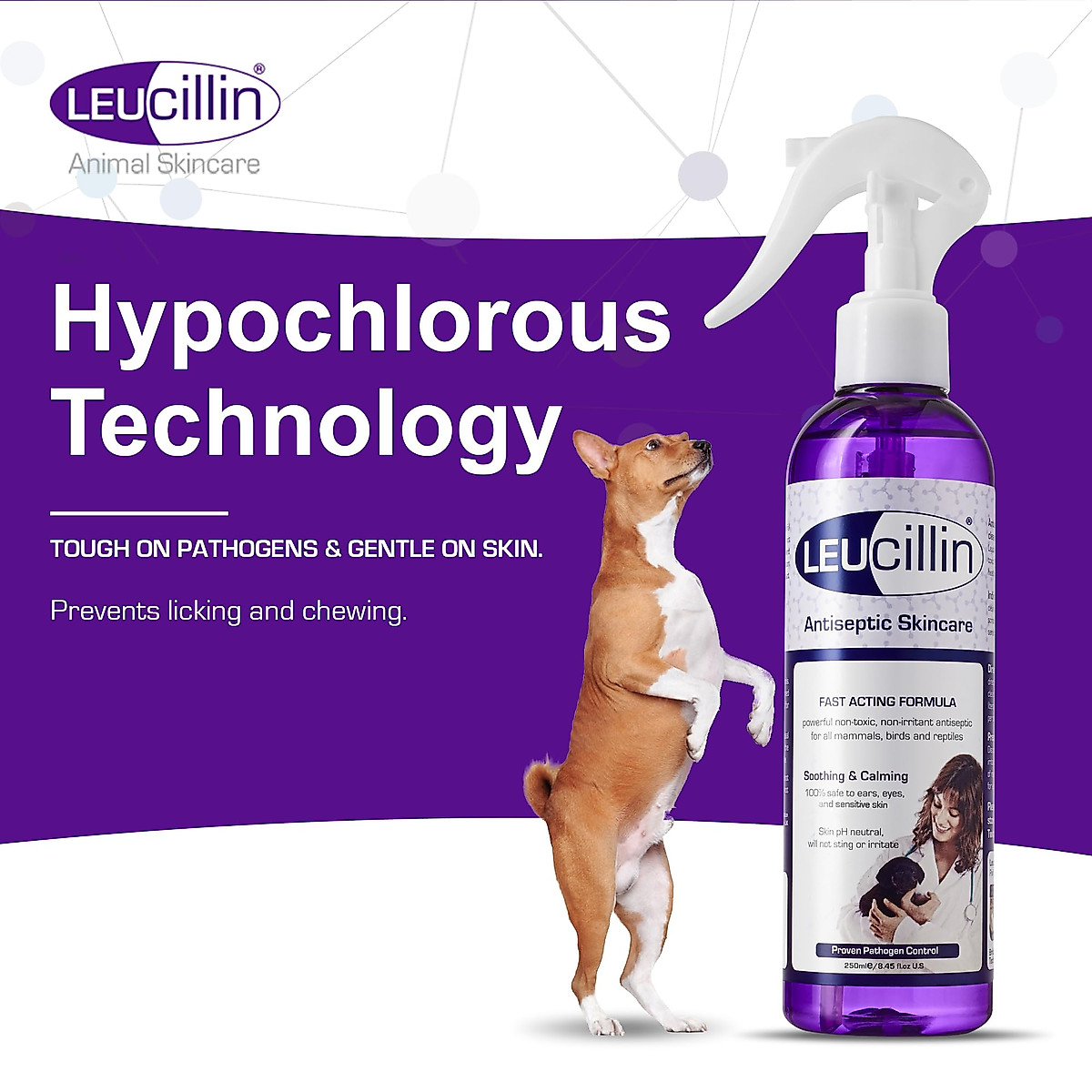 Leucillin Natural Antiseptic Spray for Dogs, Soothes Itchy Skin and Promotes Healing, Effective Treatment for Dogs, Wound and Skin Care Solution for Pets, First Aid Kit Essential - 150ml