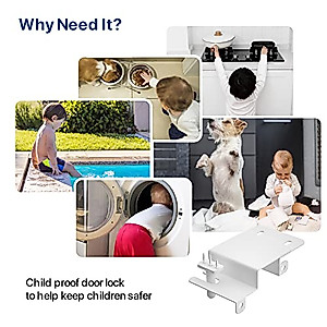 Child Proof Door Top Lock - Loswsdg Kids Safety Door Lock Made of Durable Metal - Adjustable Sliding Top Door Lock for 0.6-2.2" Thick Doors - Can Open Door from Both Sides (White, 1PCS)