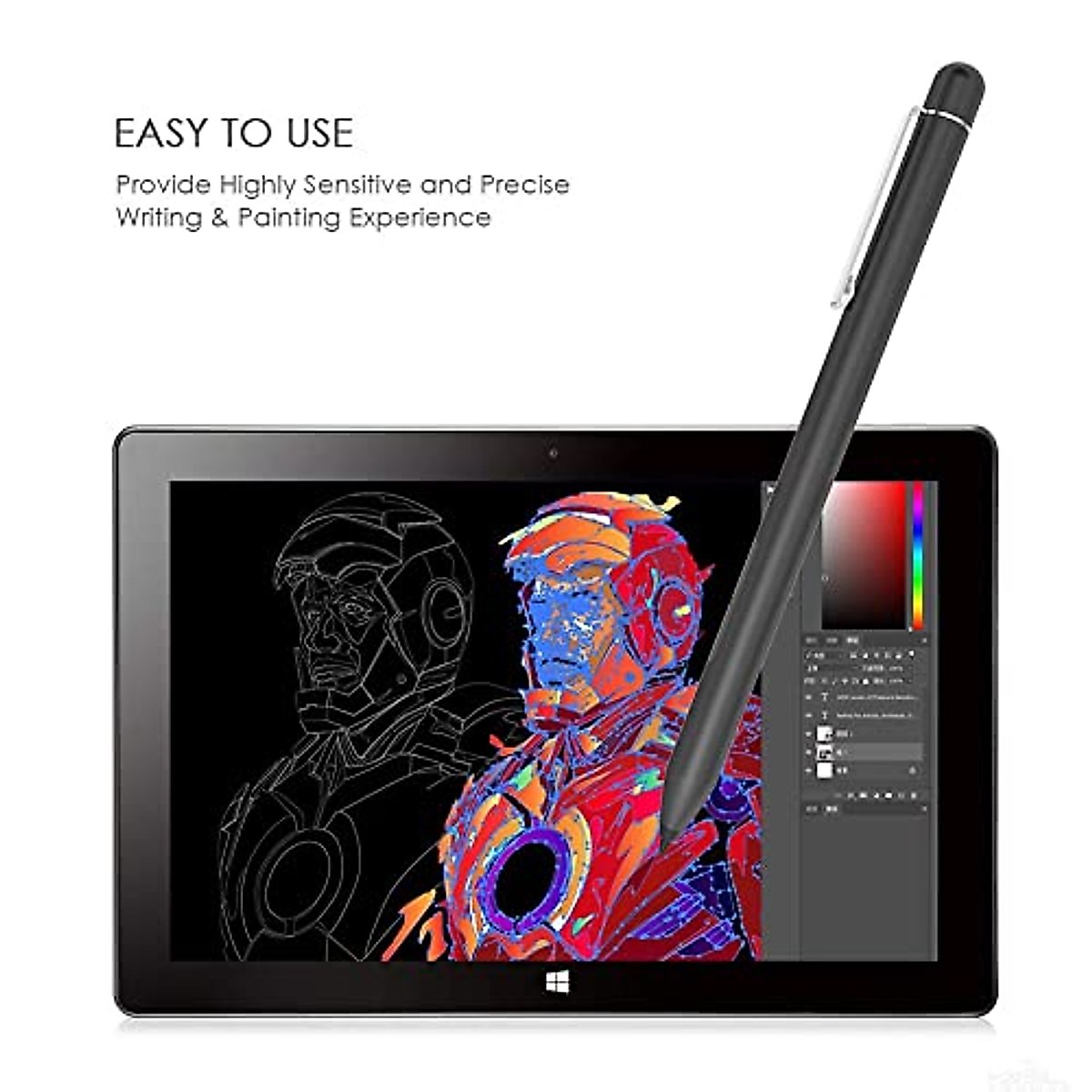 Pen for Microsoft Surface Pro 9/8/7, Stylus Pen Compatible with Surface Book 3/Laptop 4/Studio 2, Surface Go 3/2/1, Surface 3, Palm Rejection, 1024 Pressure Sensitivity(Black)