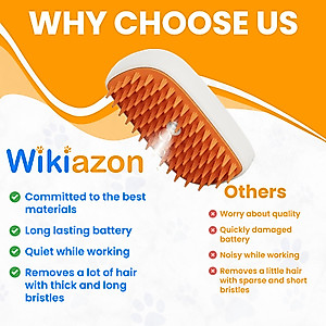 WIKIAZON 4 In 1 Cat Steam Brush, Easy Cleaning, Anti Static Shedding Spray Comb, Hair Removal, Misting Indoor Steamy Grooming Brush for Dog & Pet, Water Spritz Defur with Cloud & Pet Care (Orange Pro)