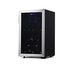 NewAir 20” Wine Refrigerator – 50 Bottle Wine Cooler, Single Zone Freestanding Wine Fridge in Stainless Steel, Wine Chiller with Adjustable Racks and Exterior Digital Thermostat for Kitchen and Bar