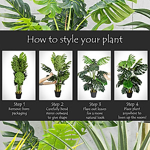 Pair AMERIQUE Gorgeous 5 Feet Blooming Artificial Bougainvillea Tree with Flowers & Real Wood Trunks, with Nursery Pots, Feel Real Technology Red and Green