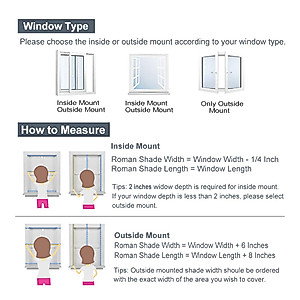 Artdix Roman Shades Blackout Window Shades - White Lined Fabric Custom Geometric Roman Shades Blinds for Windows, Doors, French Doors, Kitchen Windows