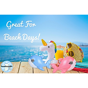 Three Pack of Fun 24 inch Inflatable Pup Sharks- Blue - Light Blue and Pink - Perfect for Birthday Parties Pool Parties or even Bathtub Play - Everyone will Love these Cute Inflates!