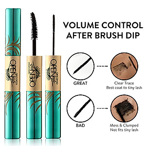 GECOMO Mascara Black Volume and Length with 2 in 1 Mascara Wand, 4D Silk Fiber Lash Mascara Waterproof, No Smudging, No Clumping, No Flaking, Thick & Black, Best Mascara for Women