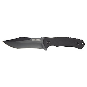 Schrade 1136030 10in Stainless Steel Fixed Blade Knife with 4.75in Drop Point Blade and G-10 Handle for Outdoor Survival, Camping and EDC,Black