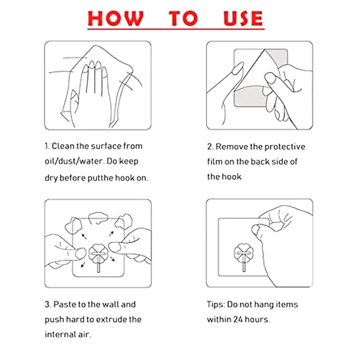 QUALIALL 33lbs Adhesive Hooks for Hanging on Wall or Ceiling, Heavy Duty, Clear, Damage Free, Traceless, Stick on Hangers for Kitchen Bathroom, 10pcs