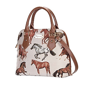 Signare Tapestry Hand Shoulder Bag Cross Body Purses Handbag Satchel Bag for Women In Running Horse Design|CONV-RHOR