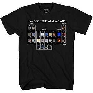 Minecraft Periodic Table Big Boys Youth T-Shirt Licensed (Black, Large)