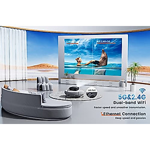 Auto Focus - Projector 5G WiFi Bluetooth with 100'' Screen - Goiaey 480 ANSI 18000L Native 1080P Portable Outdoor Movie Projector 4K Support, Auto 6D Keystone, Video Projector for iOS/Android/TV/PS5