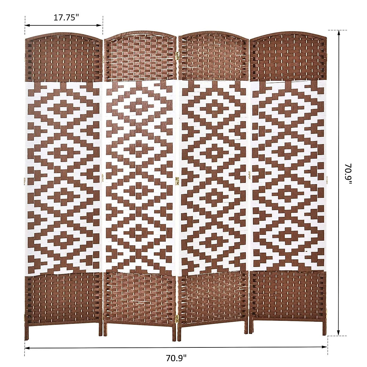 HOMCOM 6ft 4-Panel Diamond Weave Folding Room Divider with Freestanding Folding Screen & Stylish Wicker Material