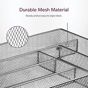 Mindspace Cutlery Organizer Silverware Tray with 6 Compartments | Kitchen Utensil Drawer Organizer | Silverware Tray for Drawer | The Mesh Collection, Silver