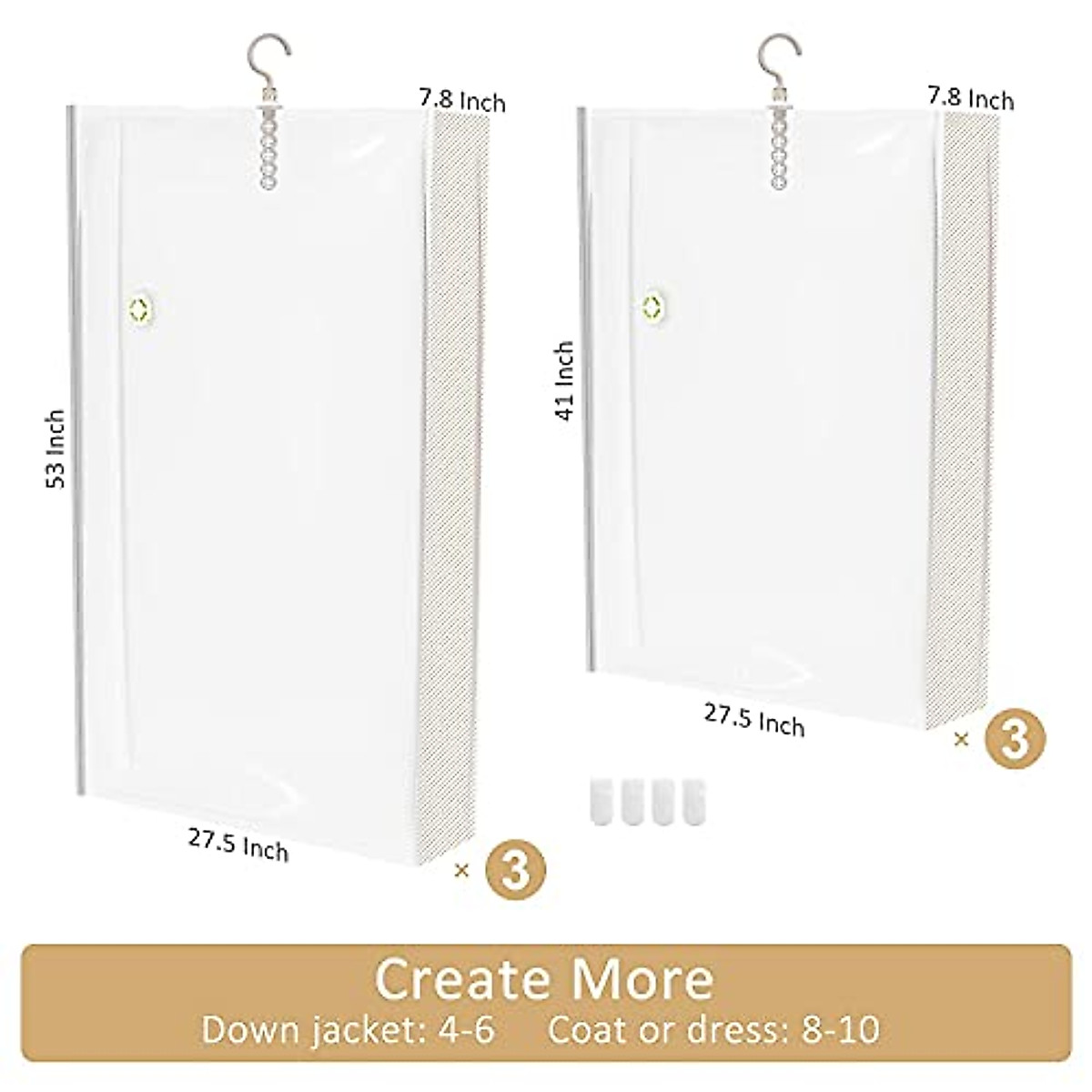 TAILI Hanging Vacuum Storage Bags Variety 6 Pack and Super Jumbo Cube Space Saver Vacuum Storage Bags 6 Pack