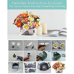 DIY Felt Flower Art Craft Kit,DIY Felt Daisy Bouquet Kit, Floral Gifts,Beginner Craft Kit,Arrange Pre-Cut Felt Flowers and Foliage