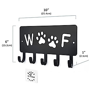 10 o'clock Key Holder Decorative Dog Leash Holder for Wall, 5 Hooks 10×6 in Dog Mom Gifts Leash Holder Paw Storage Rack for Entrance Living Room-Gift for Dog Lovers