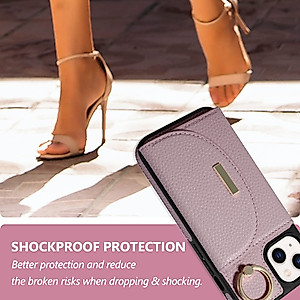 Keallce Case for iPhone 13 6.1'' Wallet Case, Flip Leather Case with 4 Card Holder, [Stand Ring Holder Kickstand] Protective Folio Phone Cover for Women Ladies Compatible with iPhone 13 2021 5G, Pink